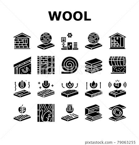 Mineral Wool Material Collection Icons Set Vector - Stock Illustration ...