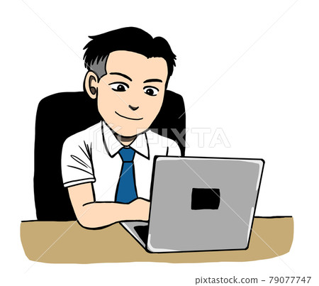 Man checking the PC - Stock Illustration [79077747] - PIXTA