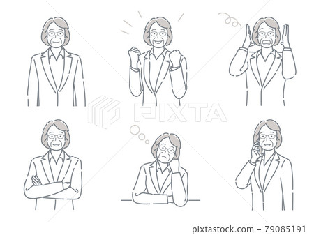 Business person pose collection Simple line... - Stock Illustration ...