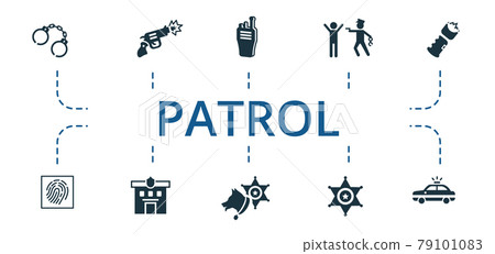 Patrol icon set. Contains editable icons theme...-插圖素材 [79101083] - PIXTA圖庫
