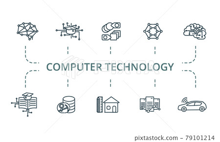 Computer Technology icon set. Contains editable... - Stock Illustration ...