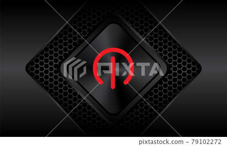 Dark grey metallic square button power red... - Stock Illustration ...