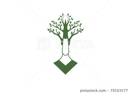 Unique vector logo of a tree man in flat style. - Stock Illustration ...