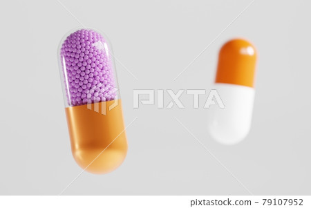 Transparent colorful capsules with granulated... - Stock Illustration ...