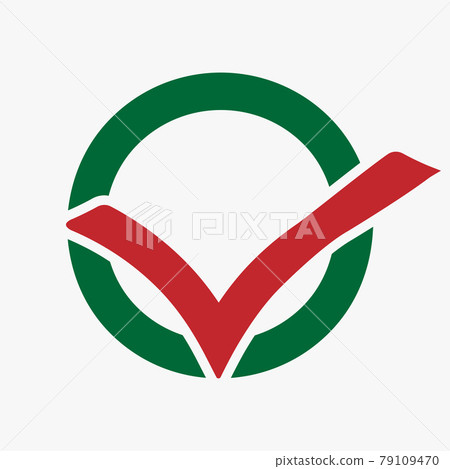 Icon with a red tick in the green oval frame. - Stock Illustration ...