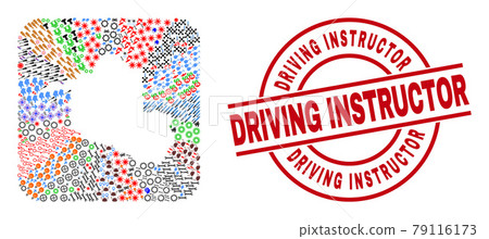 Driving Instructor Badge and Rondonia State Map... - Stock Illustration ...
