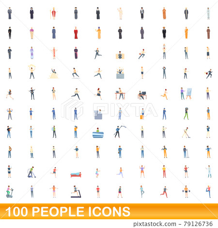 100 people icons set, cartoon style - Stock Illustration [79126736] - PIXTA