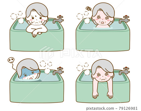 Fat elderly woman who gets sick in the bath - Stock Illustration ...