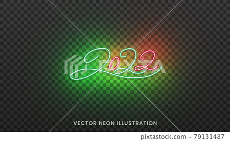 2022 neon script numbers. Bright colorful sign... - Stock Illustration ...