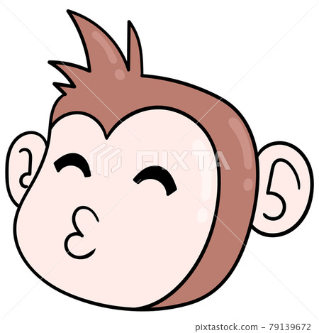 monkey head in love pouting lips want to kiss,... - Stock Illustration ...