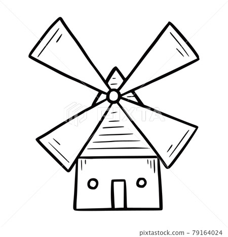 Hand drawn windmill. Doodle sketch - Stock Illustration [79164024] - PIXTA