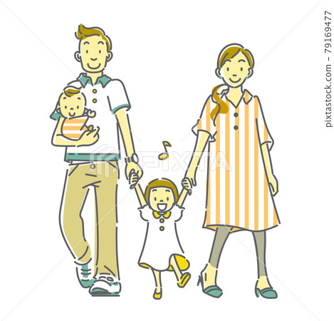 Fun outing line drawing illustration of a... - Stock Illustration ...