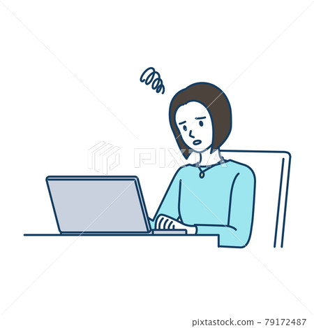 A woman who has trouble while using a PC - Stock Illustration [79172487 ...