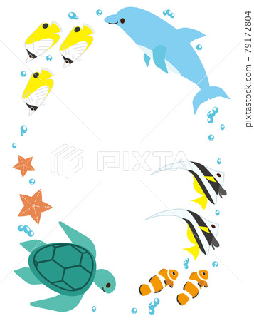Sea creature frame (vertical) - Stock Illustration [79172804] - PIXTA