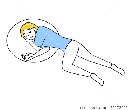 A cute woman who has recovered if she lay down... - Stock Illustration ...