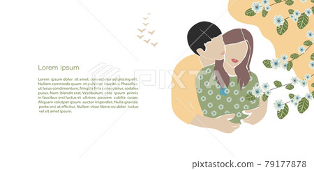 Cute abstract illustrations flowers, couple in... - Stock Illustration ...