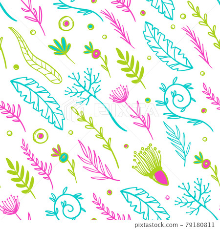 ABSTRACT HERBS Fabric With Pink And Light Blue... - Stock Illustration ...