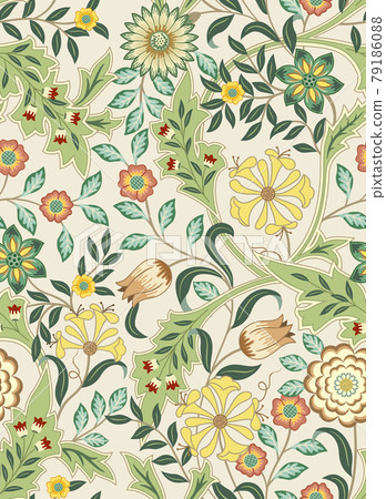 Floral seamless pattern with big flowers and... - Stock Illustration ...