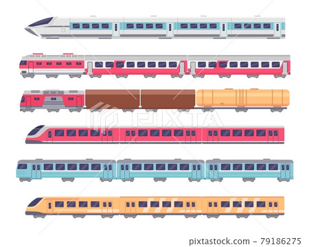 Passenger trains. Cartoon subway, express and...-插圖素材 [79186275] - PIXTA圖庫