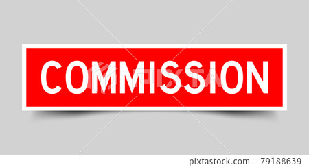 Square label sticker with word commission in... - Stock Illustration ...