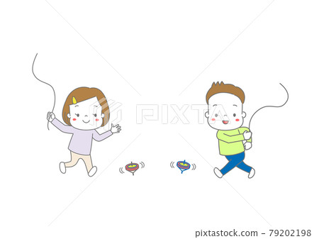 Children playing tops - Stock Illustration [79202198] - PIXTA