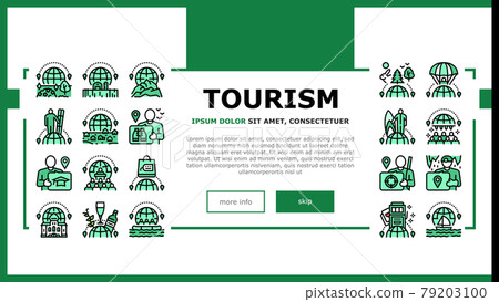 Tourism Travel Types Landing Header Vector - Stock Illustration ...