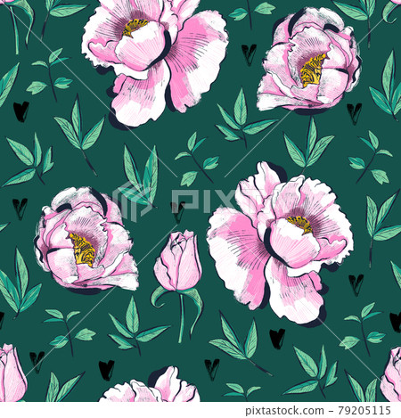 Surface pattern design with blooming flowers... - Stock Illustration ...