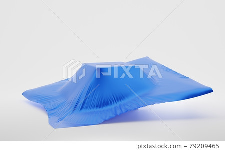 Cube or box covered flying blue silk fabric on... - Stock Illustration ...