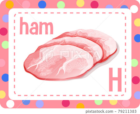 Alphabet flashcard with letter H for Ham - Stock Illustration [79211383 ...
