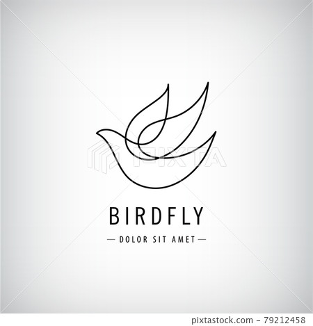 Vector one line bird logo, flying silhouette,... - Stock Illustration ...