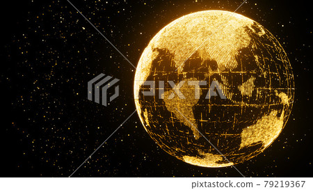 Gold earth. Particle futuristic cyber background - Stock Illustration ...