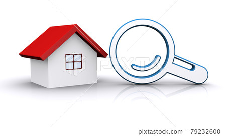 Check the house with the magnifying glass - Stock Illustration ...