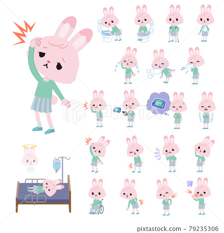 Set of injured and sick rabbit girls - Stock Illustration [79235306 ...