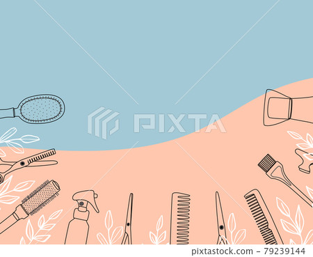 Frame, border of hairdressing tools. Hair salon... - Stock Illustration ...