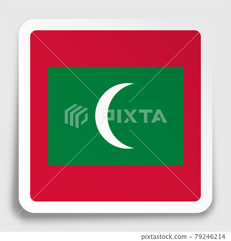Maldives flag icon on paper square sticker with... - Stock Illustration ...