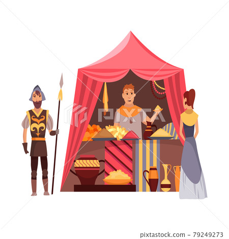 Cartoon medieval fair. Middle ages or fairy...-插圖素材 [79249273] - PIXTA圖庫