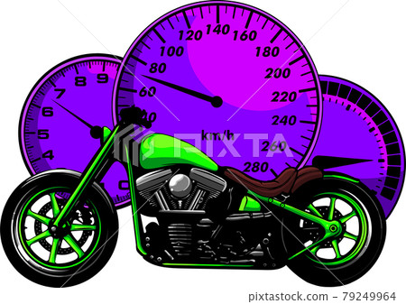 custom Motorcycle with speedometer vector...-插圖素材 [79249964] - PIXTA圖庫