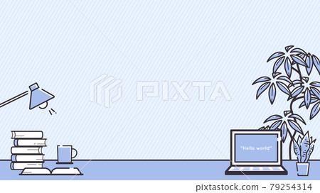 Simple line office background_computer and... - Stock Illustration ...