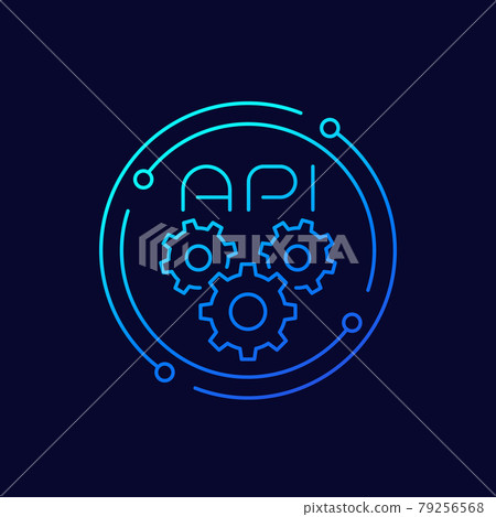 API line icon with gears, vector art - Stock Illustration [79256568 ...