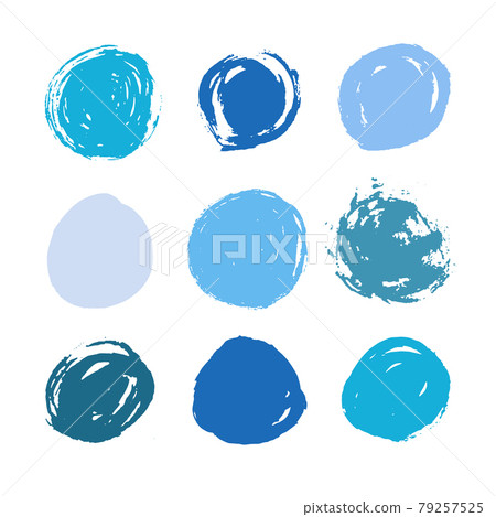 Blue vector round paint strokes isolated on... - Stock Illustration ...