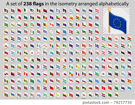A set of 238 flags in the isometry - Stock Illustration [79257730] - PIXTA