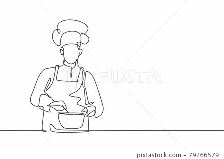 Single one line drawing of young handsome male... - Stock Illustration ...