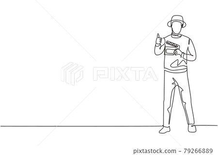 Single continuous line drawing film director... - Stock Illustration ...