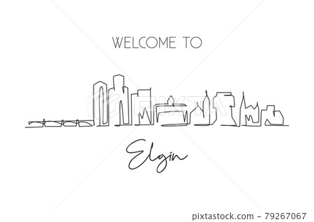 One single line drawing Elgin city skyline,... - Stock Illustration ...
