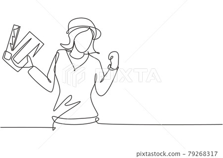 Single one line drawing female film director... - Stock Illustration ...