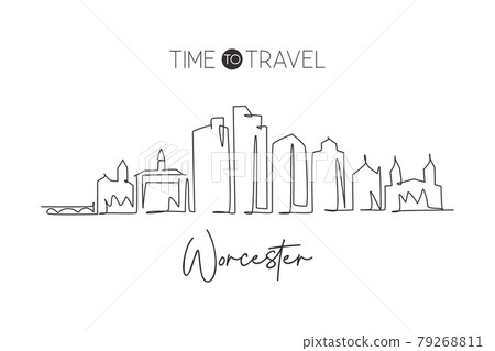 Single continuous line drawing Worcester... - Stock Illustration ...