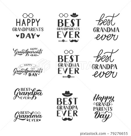 Set of Grandparents Day hand lettering isolated... - Stock Illustration ...
