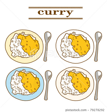 line drawing, curry, curry and rice - Stock Illustration [79278292] - PIXTA