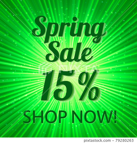 Spring sale banner 15 discount sign on a bright... - Stock Illustration ...