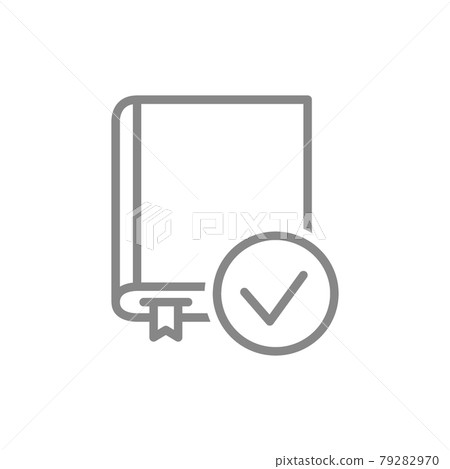 Book with tick checkmark line icon. Good... - Stock Illustration ...